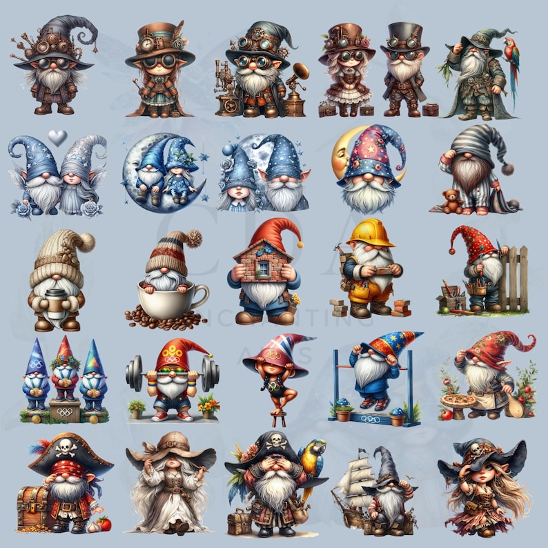 Lifetime Access Pass To All Gnome Clipart Past And Future Mega Png Bundle Watercolour Cute
