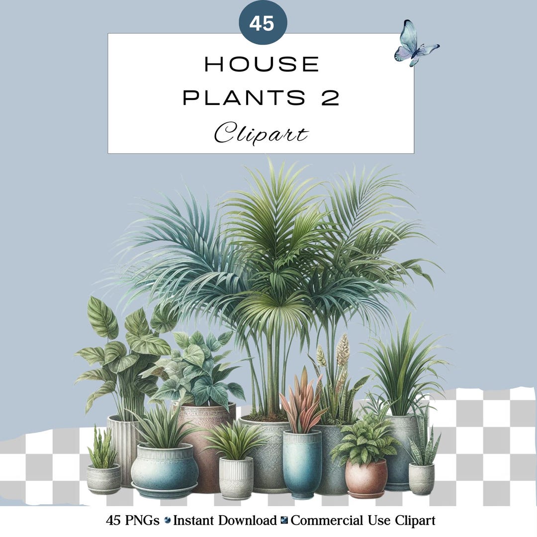 Luscious House Plants PNG Clipart Bundle 2 Watercolour Greenery Junk ...