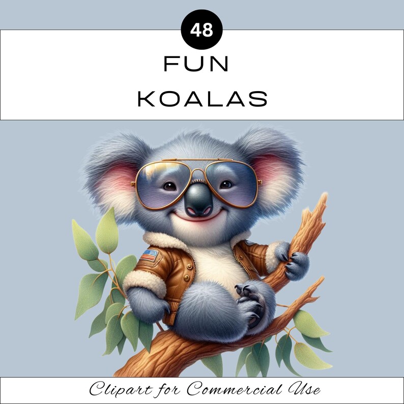 Fun Koala Clipart PNG Bundle | Cute Funny Quirky Koalas | Junk Journal ...