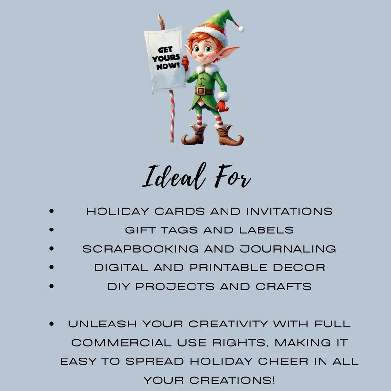 Christmas Cartoon Elf Clipart PNG Bundle | Watercolour Festive Elves ...