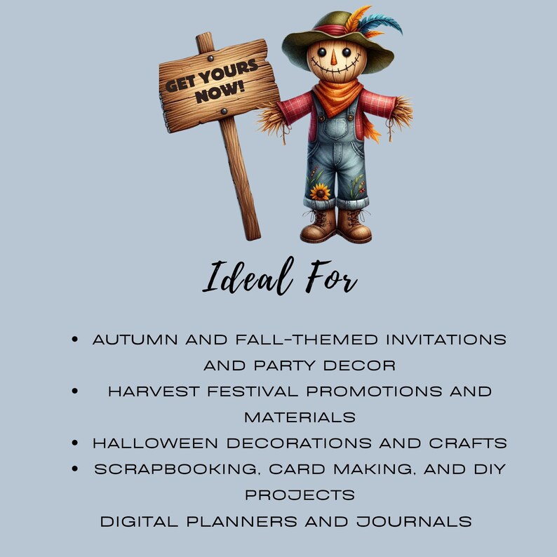 Cute Scarecrows PNG Clipart | Autumn Fall | Watercolour Scarecrow PNG ...