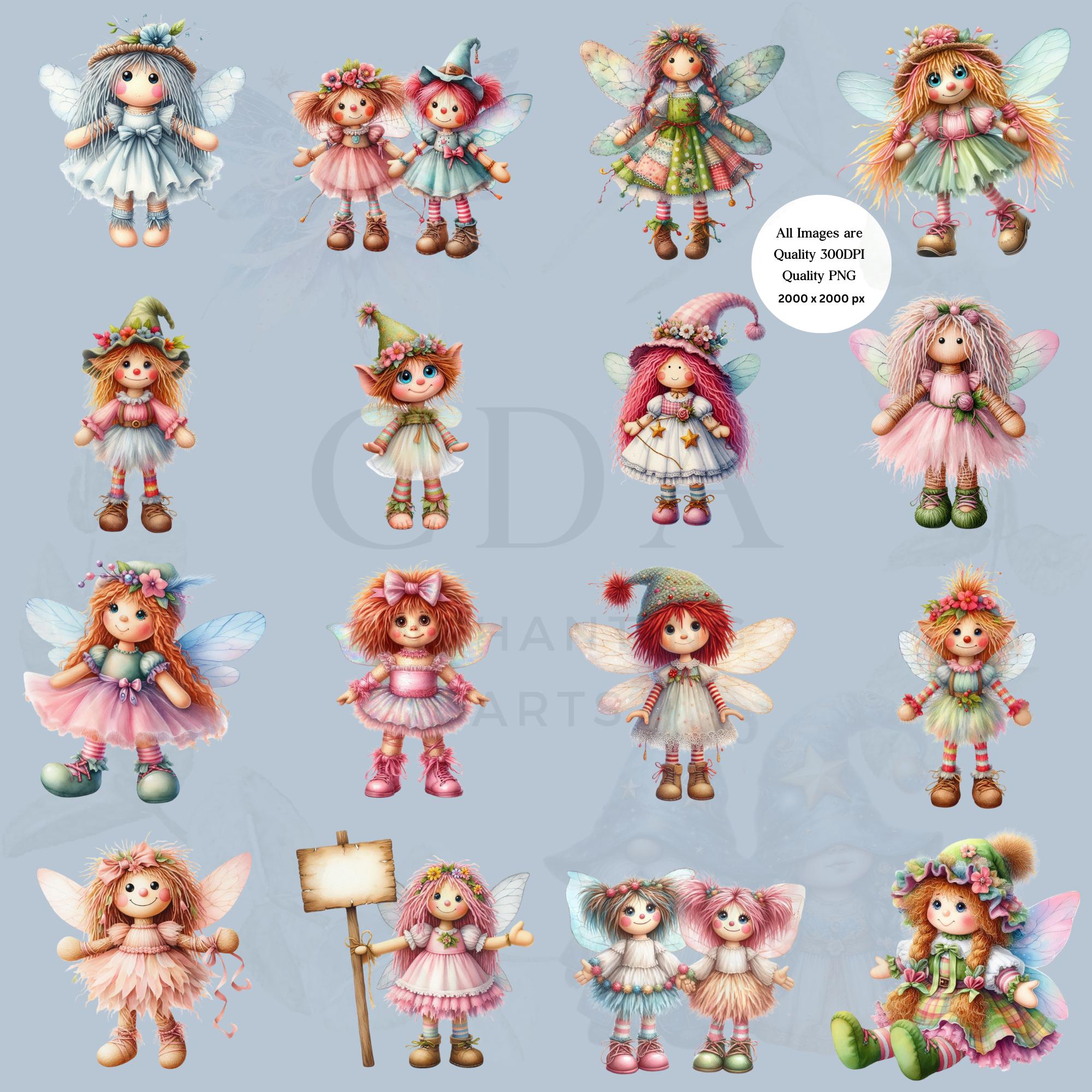 Cute Fairy Rag Doll PNG Clipart | Plush Toy Fairies | Watercolor PNG ...
