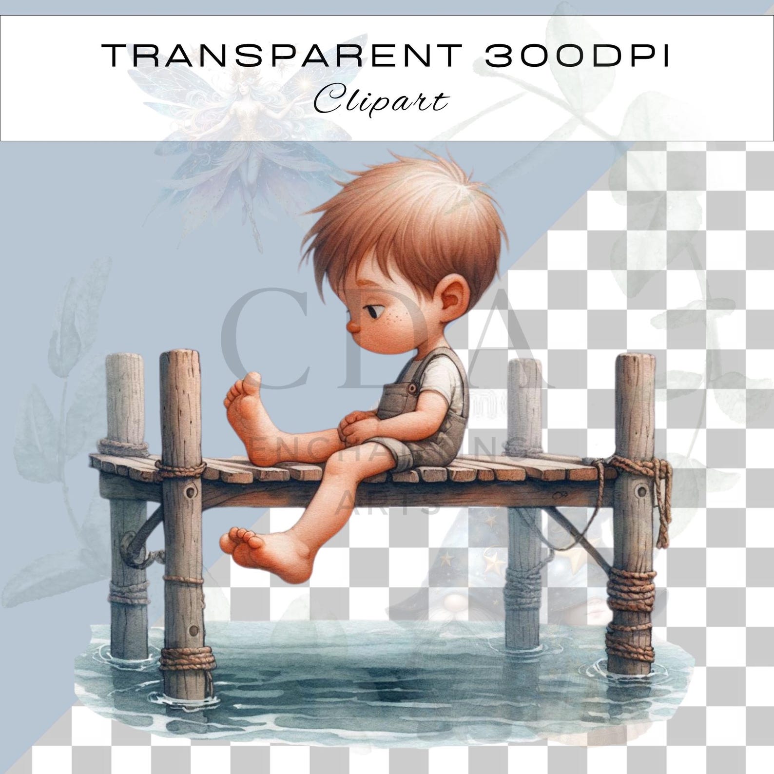 Little Fisherman Clipart Bundle: Watercolor Fishing Kids (PNG Digital ...