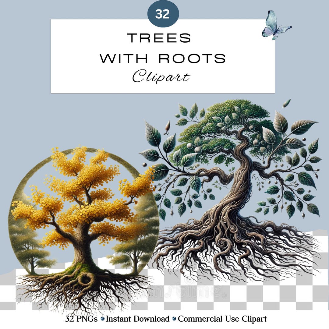 Tree Roots PNG Clipart Bundle | Watercolour Greenery | Junk Journal ...