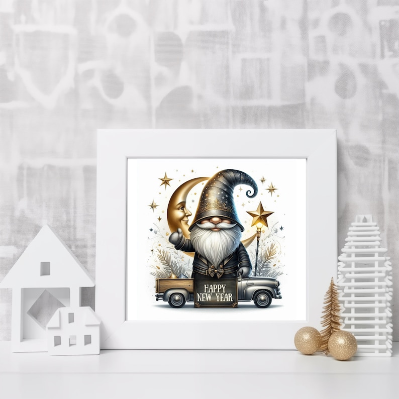 Cute New Years Eve Gnome Clipart PNG Set 2 Watercolour Festive Holiday ...