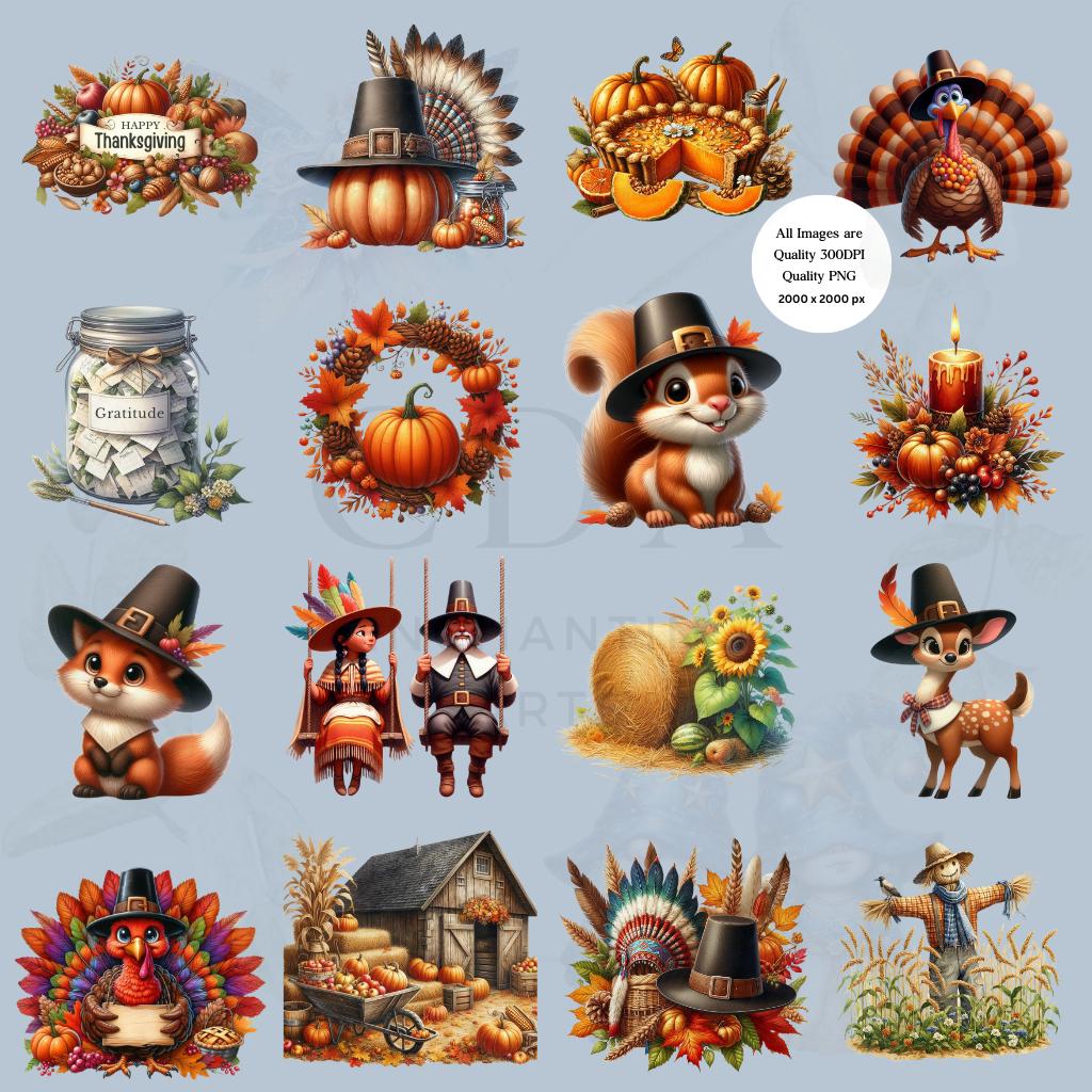 Thanksgiving PNG Clipart | Watercolor Pilgrim Native American Autumn ...