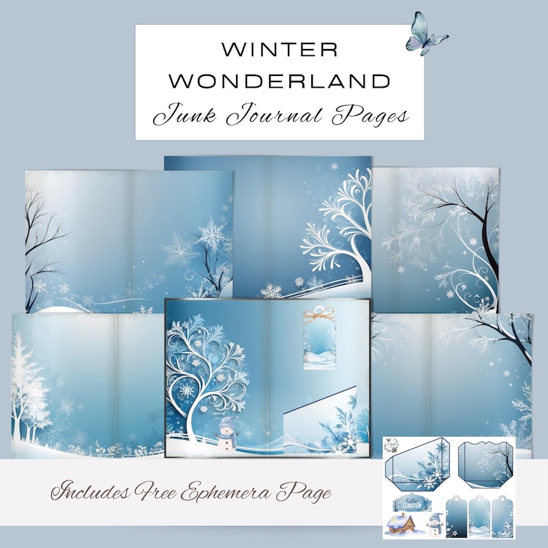 Winter Wonderland Journal Pages | 6 Digital JPG Journal Pages | 11 X 8. ...