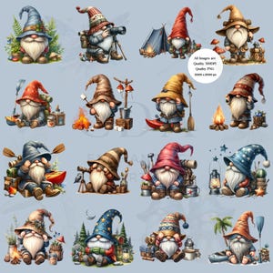 Cute Camping Gnome PNG Clipart | Watercolour Camp Gnome | Hiking ...