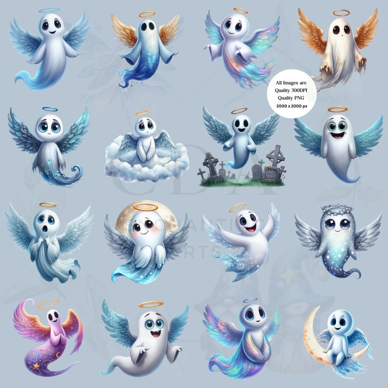 Cute Angel Ghost PNG Clipart | Kids Halloween Sublimation | Classroom ...