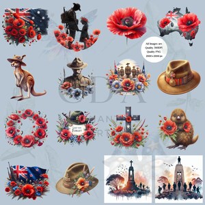 Anzac Day PNG Clipart Set | Watercolour Australia | Planner Junk ...