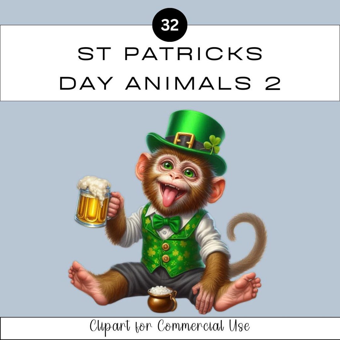 St Patricks Day Animals Clipart PNG Set 2 | Cute Funny Quirly Irish ...