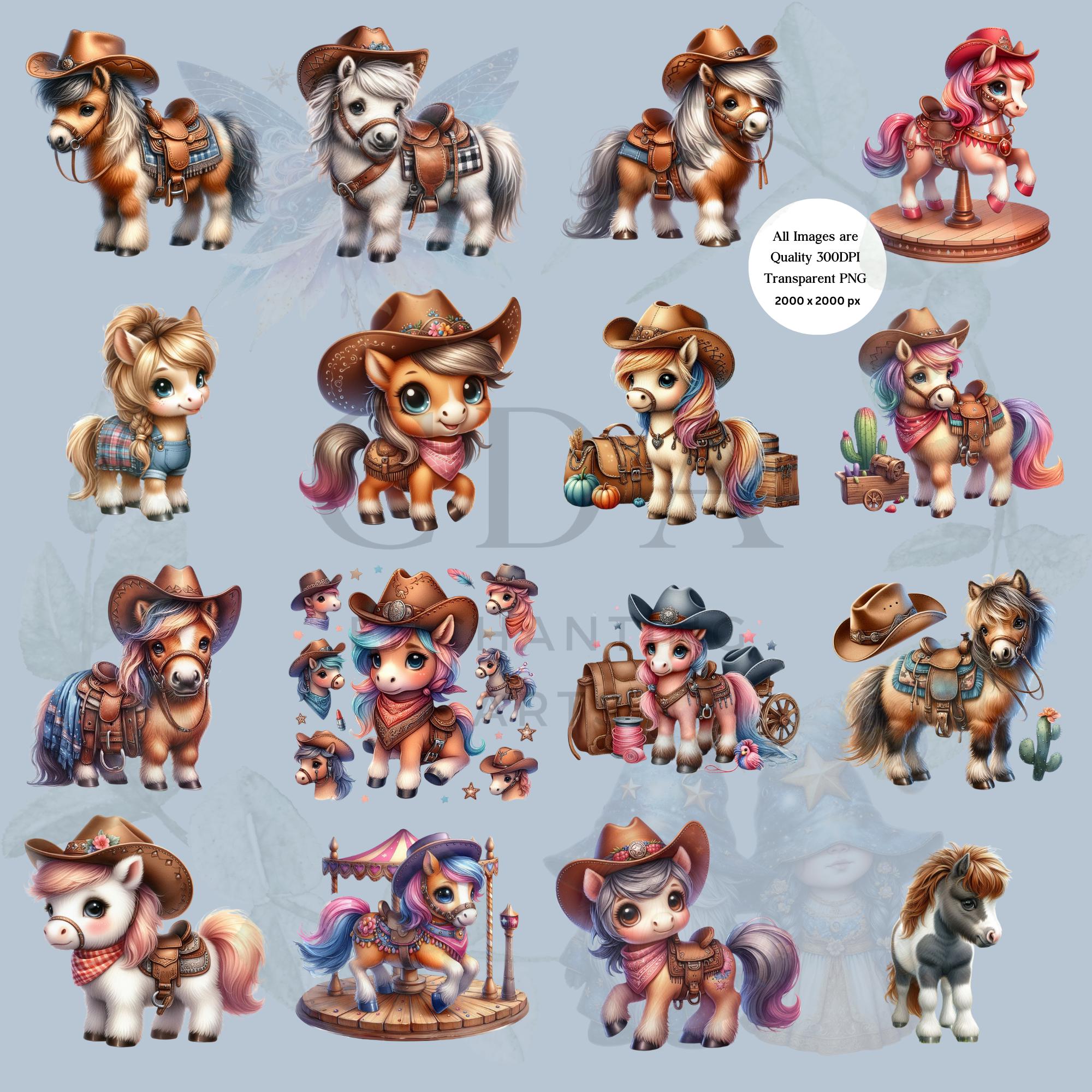Cute Pony PNG Clipart Bundle | Kids Western Ponies | Farm Animals ...