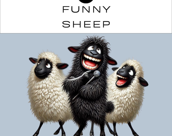 Funny Sheep Clipart, Cute Watercolor Quirky Farm Animal, PNG Digital ...