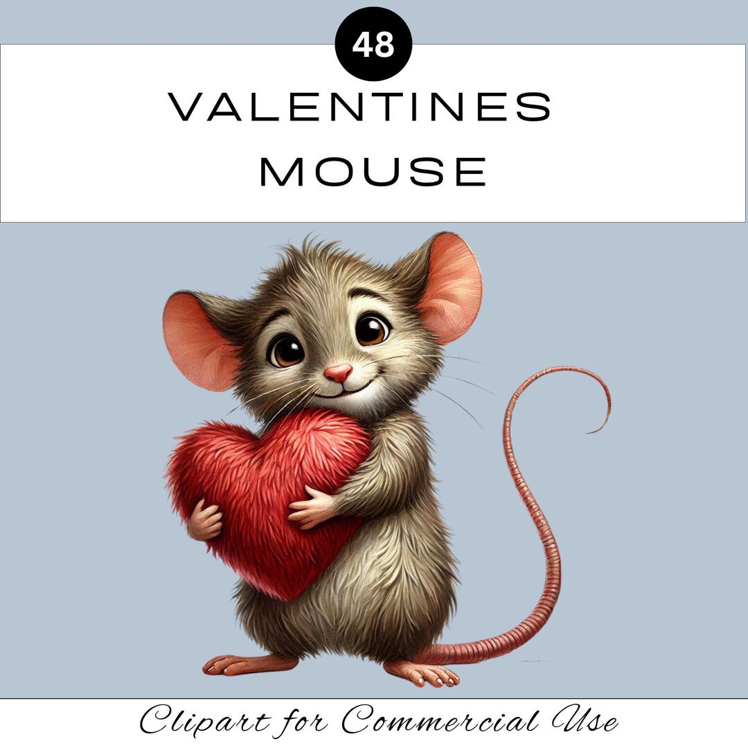 Valentine Mouse Clipart PNG Bundle | Cute Micesublimation | Junk ...