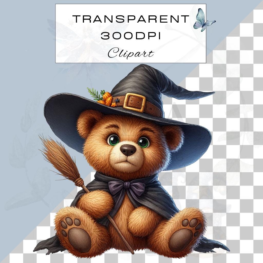 Cute Halloween Teddy Bear Clipart PNG Set 2 | Watercolour Teddy Bears ...
