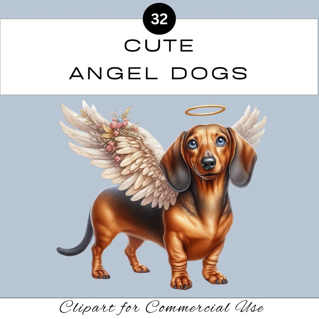 Cute Angel Dog Clipart PNG Bundle | Memorial Animal Sublimation | Junk ...