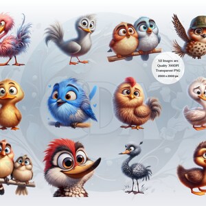 Funny Bird Clipart Bundle | Whimsical Cute Bird Pngs for DIY Projects ...