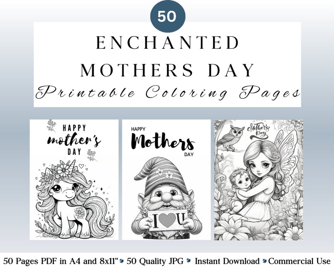 Enchanted Mothers Day Printable Coloring Pages Book | Fairy Pixie Elf ...