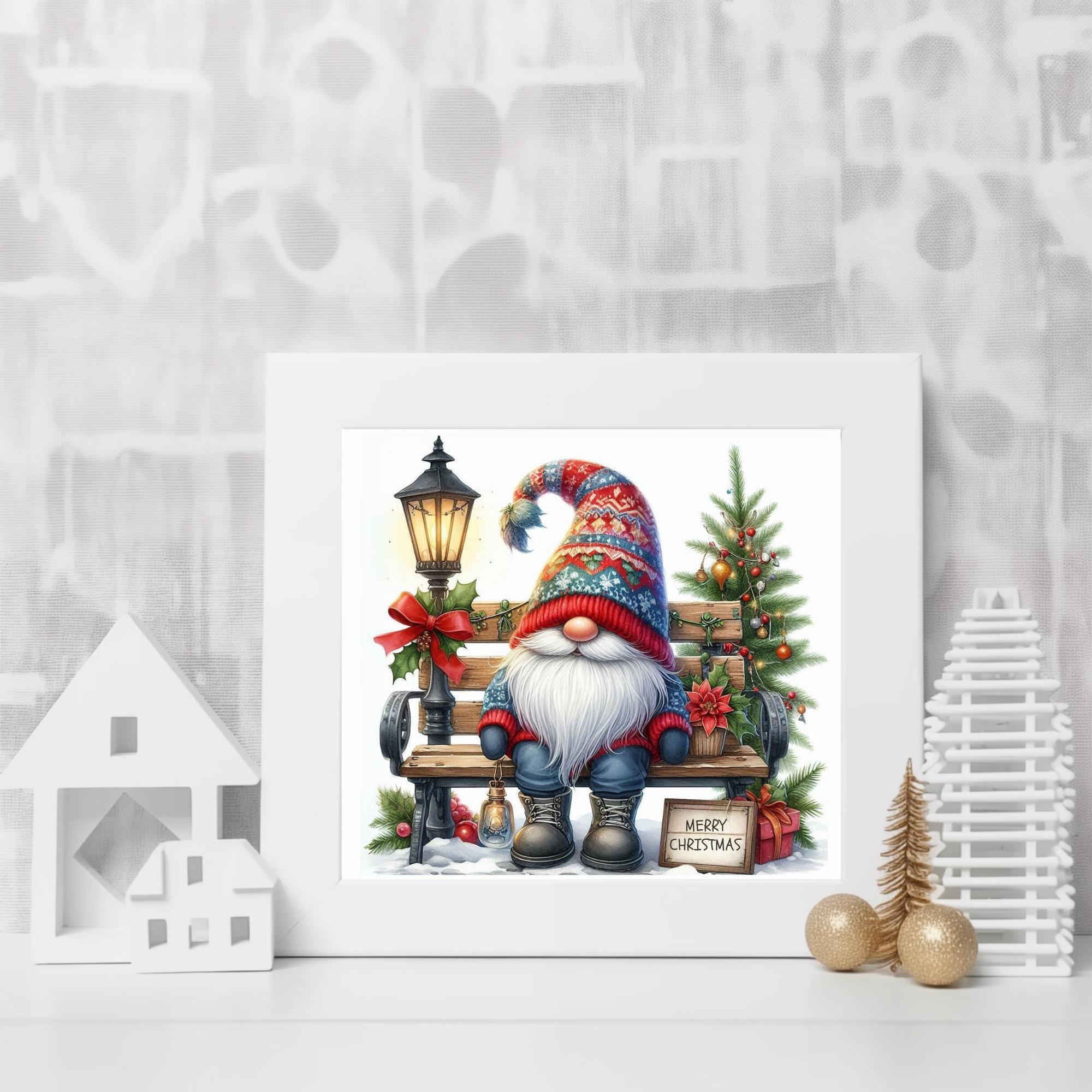 Cute Christmas Boho Gnome Clipart PNG Set | Holiday Watercolour Festive ...