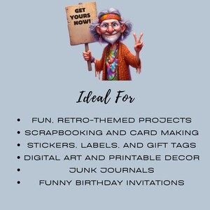 Funny Grandpa Hippie PNG Clipart Set | Cute Quirky Old Man Sublimation ...