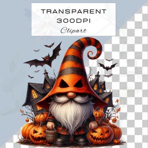 Cute Halloween Gnome Clipart 2 | Whimsical Gnome | Quirky Watercolor ...
