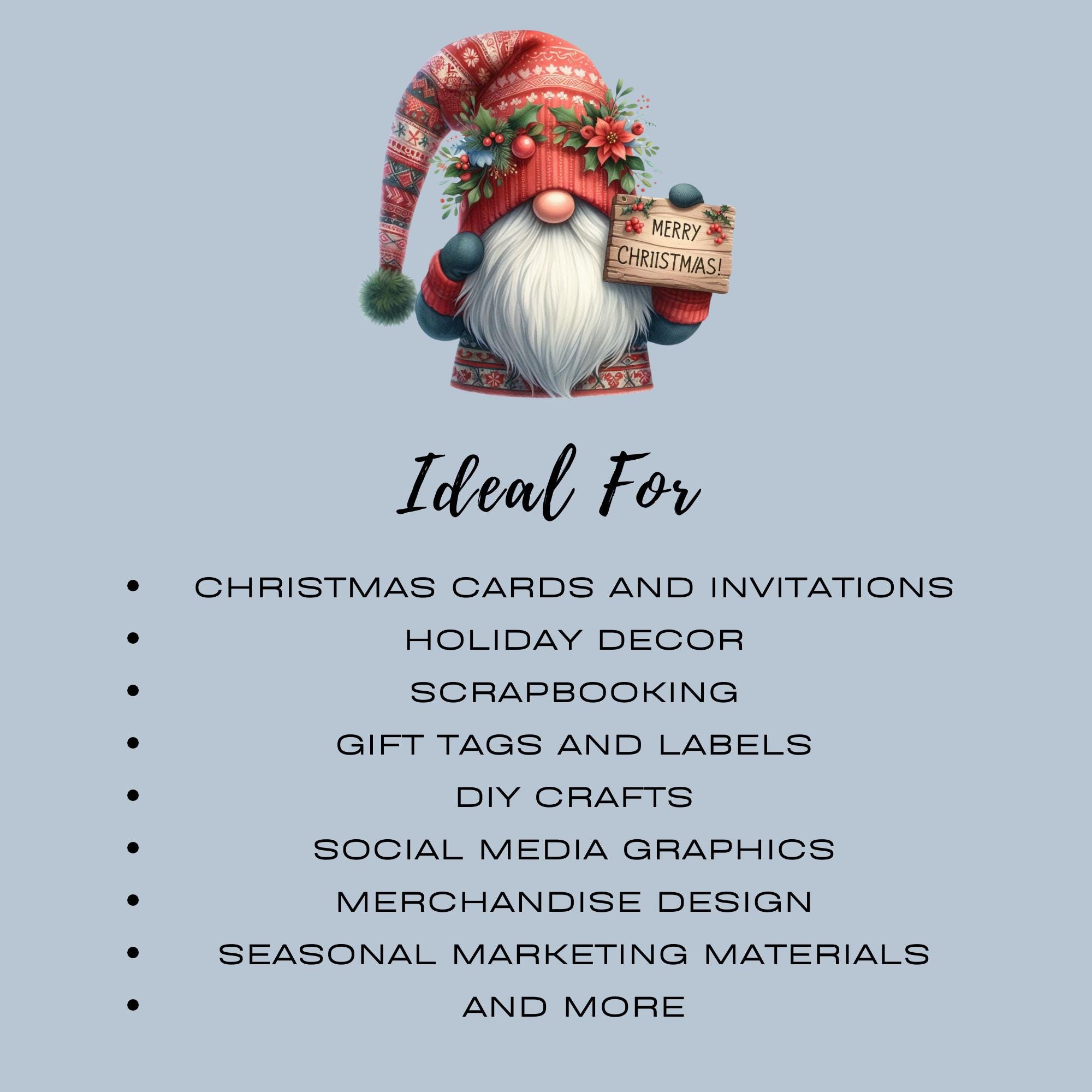 Cute Christmas Boho Gnome Clipart PNG Set | Holiday Watercolour Festive ...