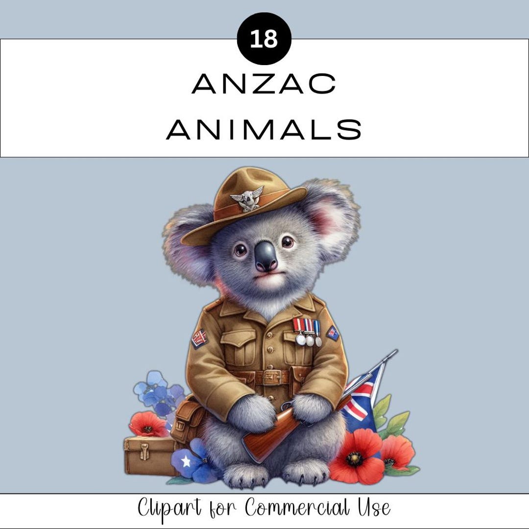 Anzac Australian Animals PNG Clipart Set | Cute Watercolour Aussie ...