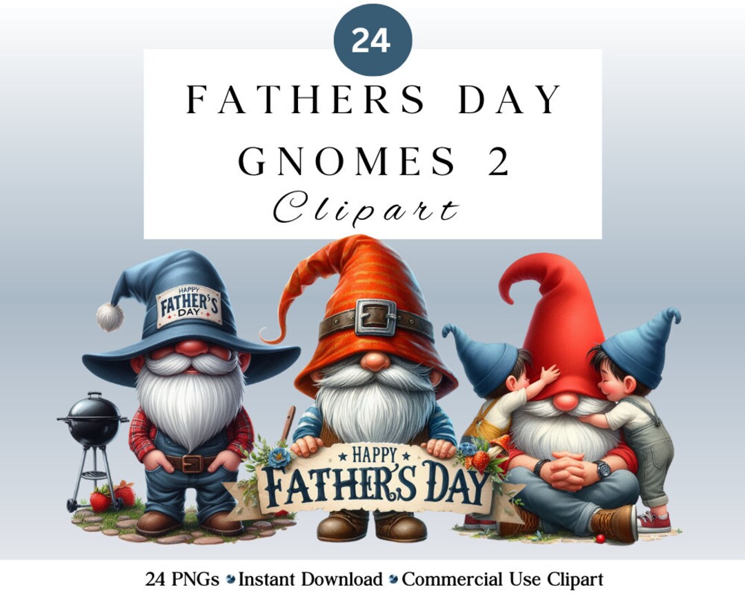 Cute Fathers Day Gnome Clipart PNG Set 2 | Watercolour Parent and Child ...