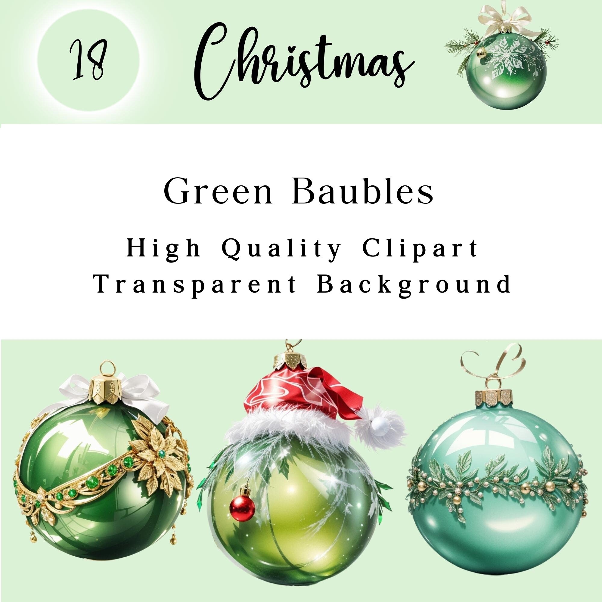 22 Green Bauble Clipart PNG Transparent PNG 3000 X 3000px - Etsy