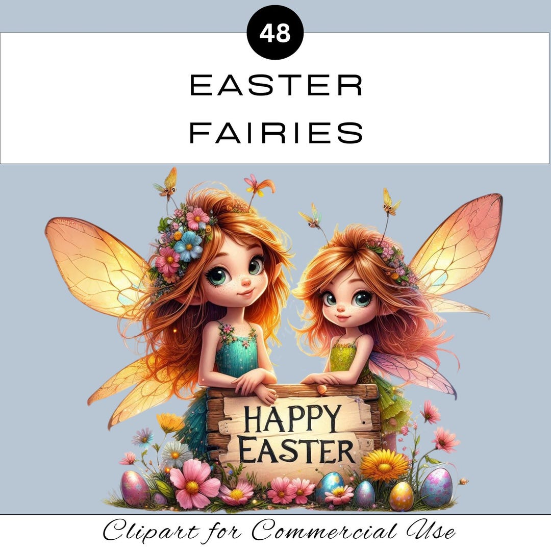 Easter Fairy Clipart Bundle | Watercolour Whimsical Fairies PNG | Junk ...