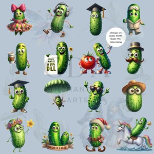 Happy Pickle Clipart PNG Bundle | Funny Cucumber Sublimation | Junk ...