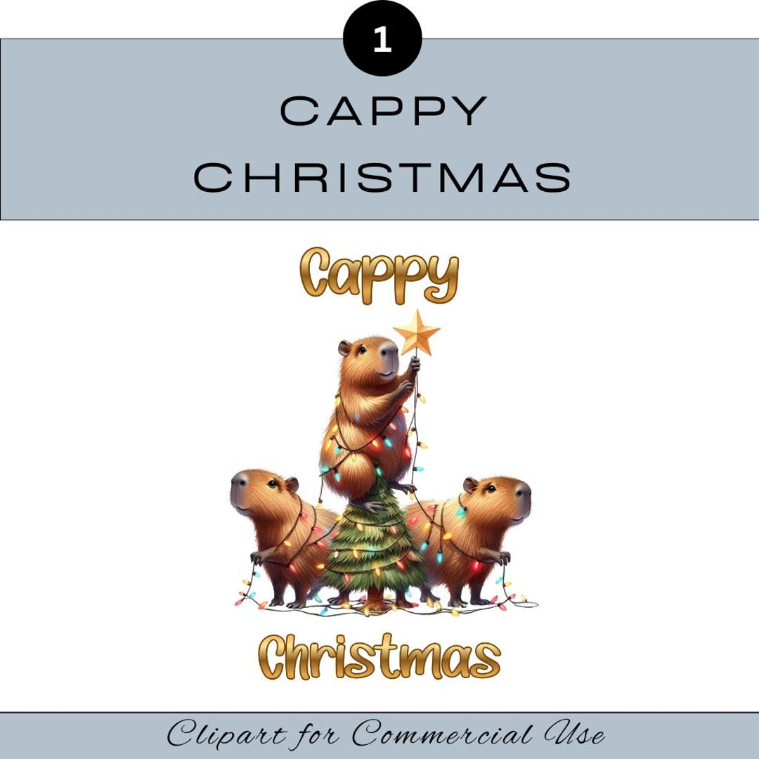 Capybara Cappy Christmas PNG– T-shirt Designs – Digital Download ...
