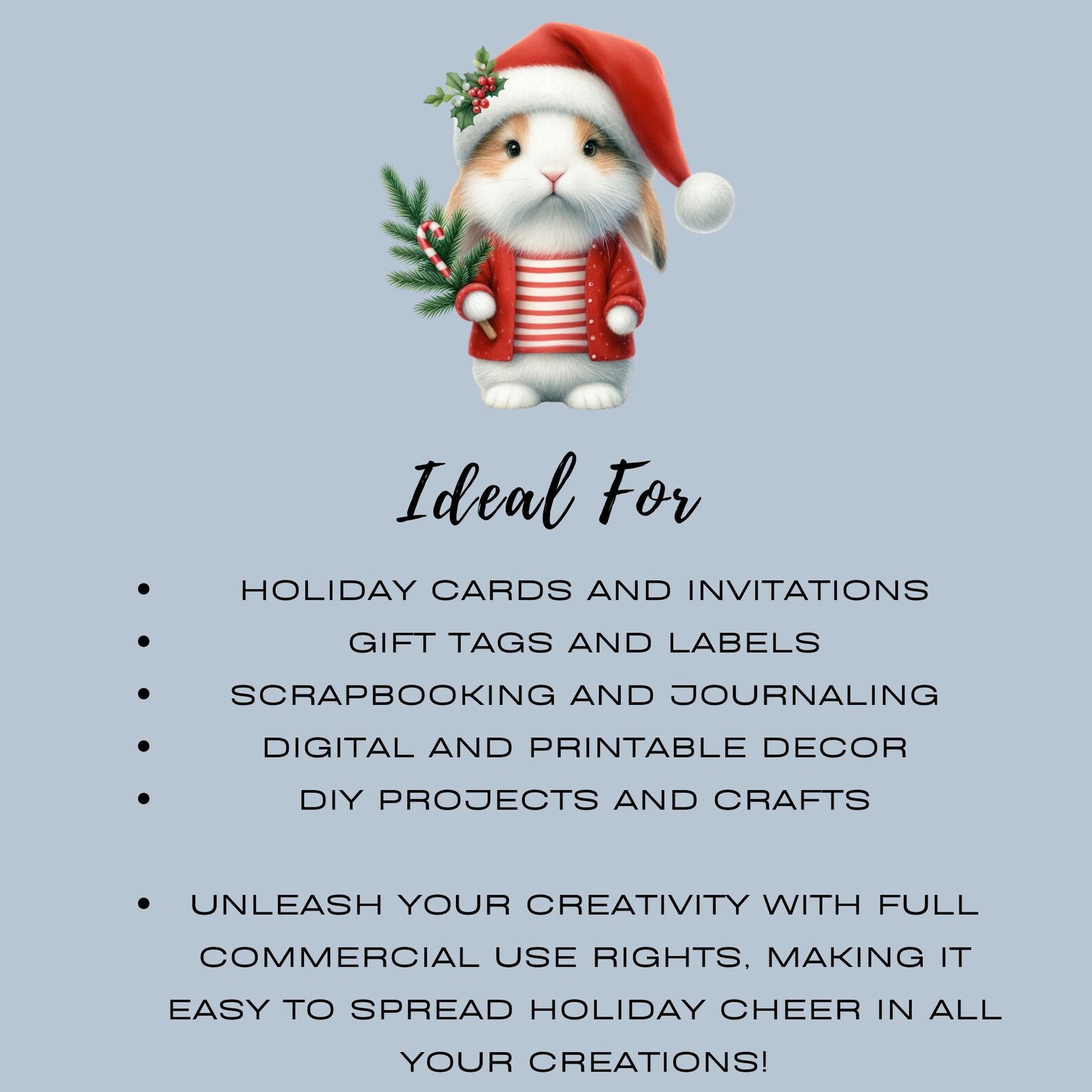 Cute Christmas Animals in Santa Hats PNG Clipart | Festive Nursery Art ...