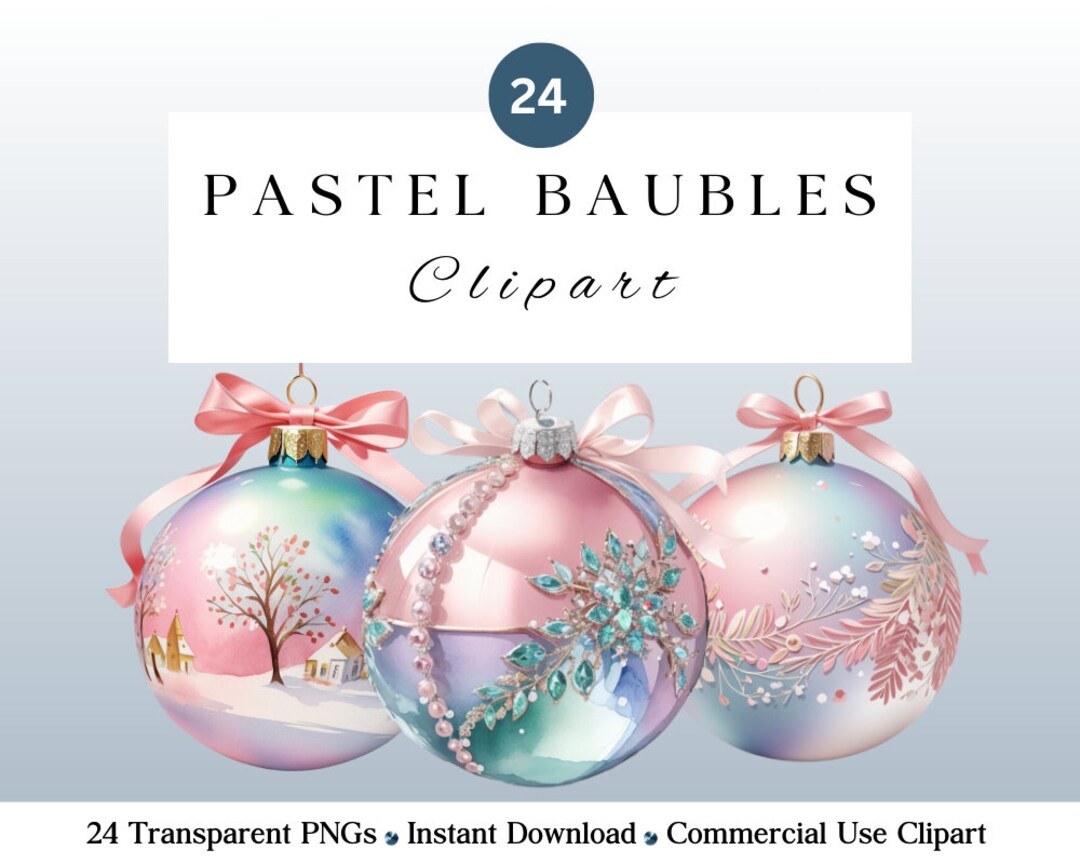 24 Christmas Pastel Bauble Clipart Art Transparent PNG Christmas ...