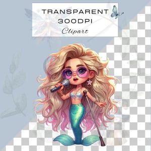 Cute Kid Pop Star Clipart PNG Set | Watercolour Singer Sublimation ...