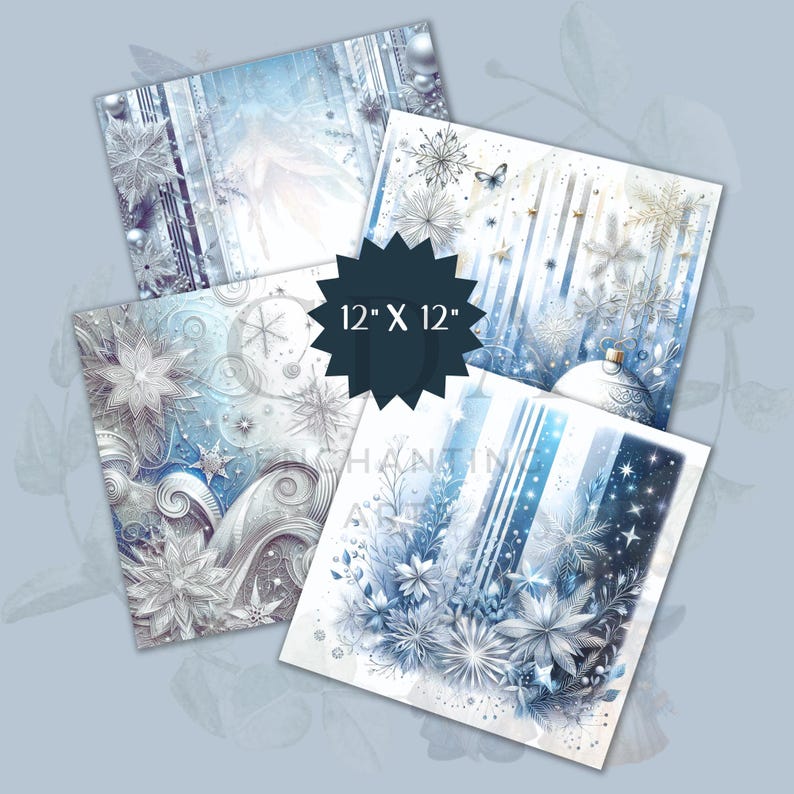 Blue Christmas Digital Paper | Watercolor Unique Christmas Design ...