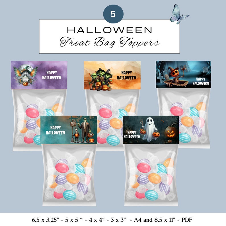 Halloween Candy Bag Toppers | A4 and 8.5 X 11 Inches PDF | Trick or ...