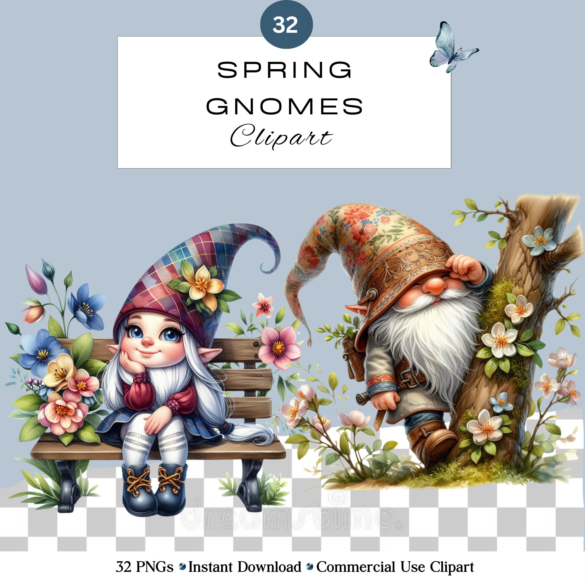 Cute Spring Gnomes PNG Clipart Watercolour Season Gnome Flower Gnomes ...