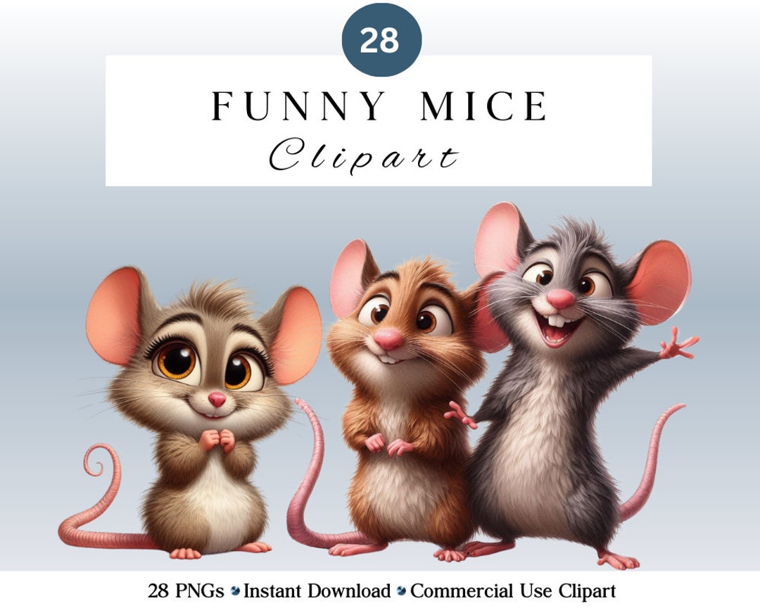 Funny Mouse Clipart Bundle Cute Animal Graphics for Creators Cute Mouse ...