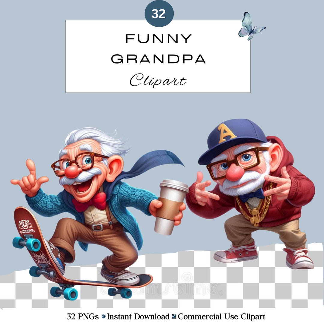 Funny Grandpas PNG Clipart Set | Cute Grandpa L PNG | Commercial Use ...