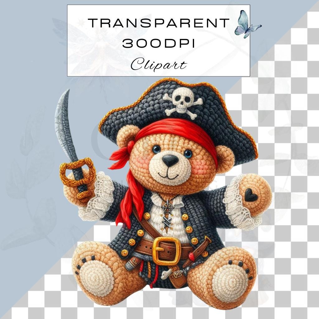 Halloween Crochet Teddy Bear Clipart PNG | Watercolour Teddy Bears ...