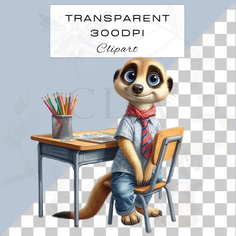 Funny School Meerkat PNG Clipart Bundle | Student Classroom Teacher ...