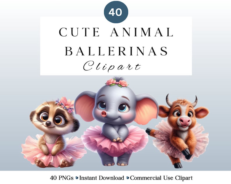 Cute Animal Ballerina Clipart Bundle | Transparent PNG for Creators ...