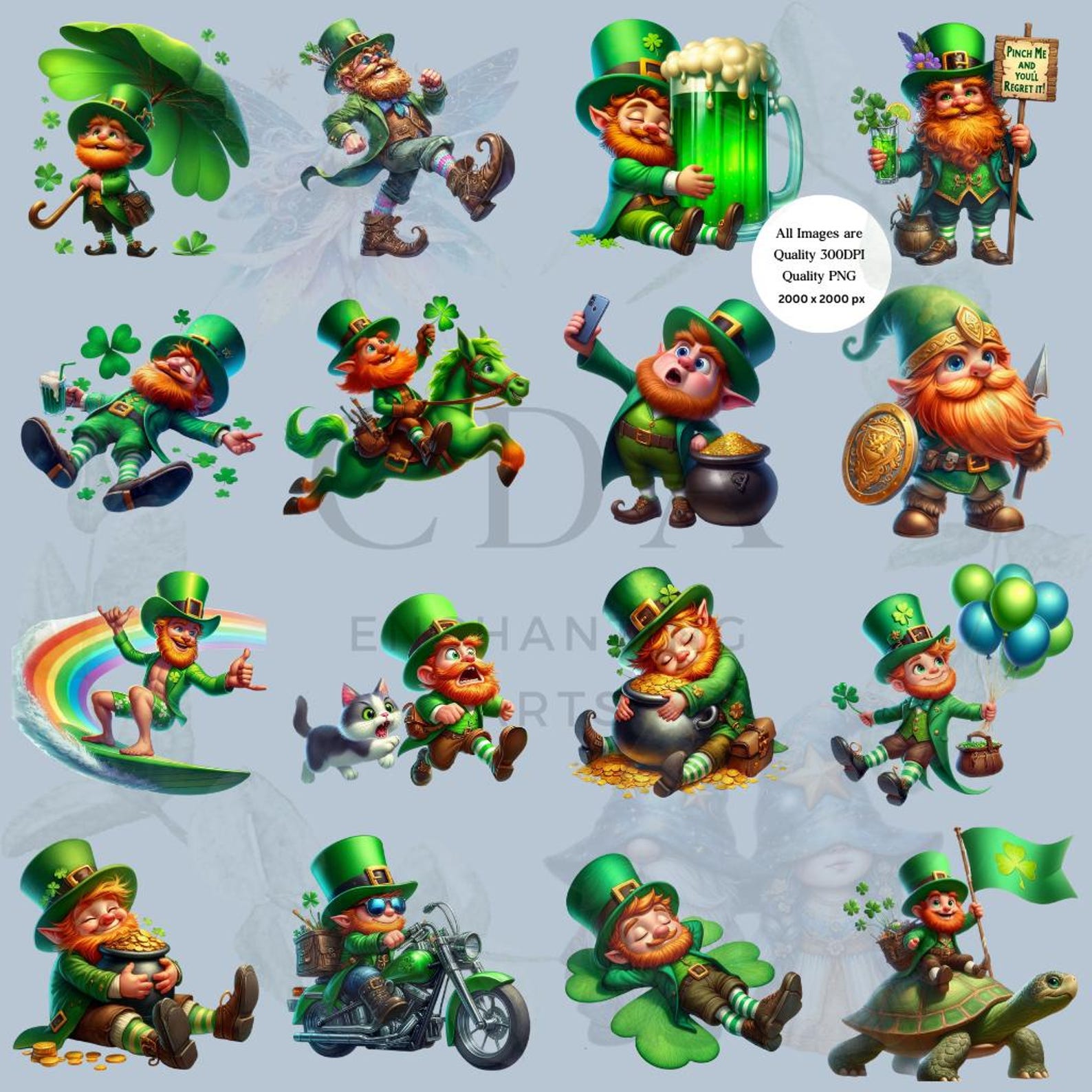 St Patricks Day Leprechaun Clipart PNG Set | Watercolour Cute Quirky ...