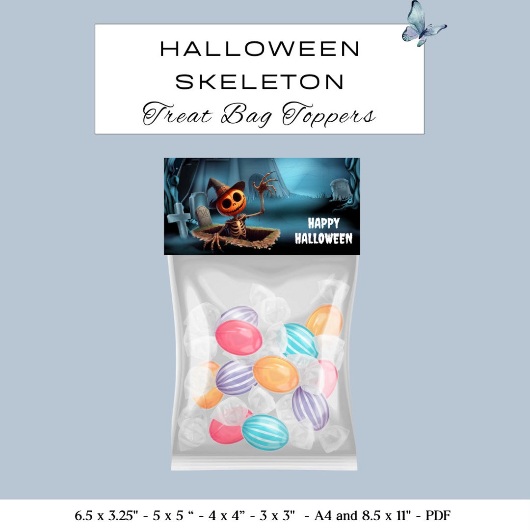 Halloween Skeleton Bag Toppers | A4 and 8.5 X 11 Inches PDF | Pumpkin ...