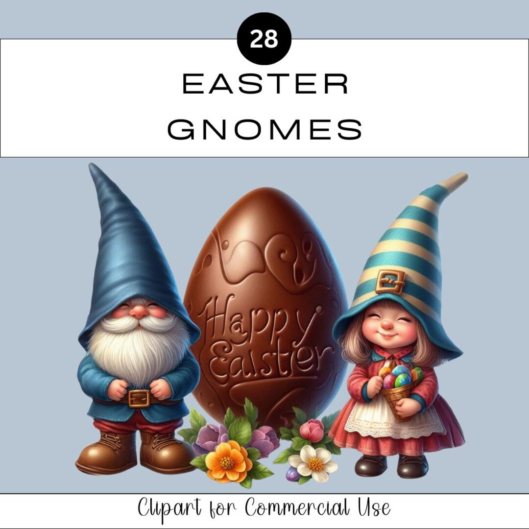 Cute Easter Gnomes Clipart PNG | Watercolour Easter Eggs and Bunny ...