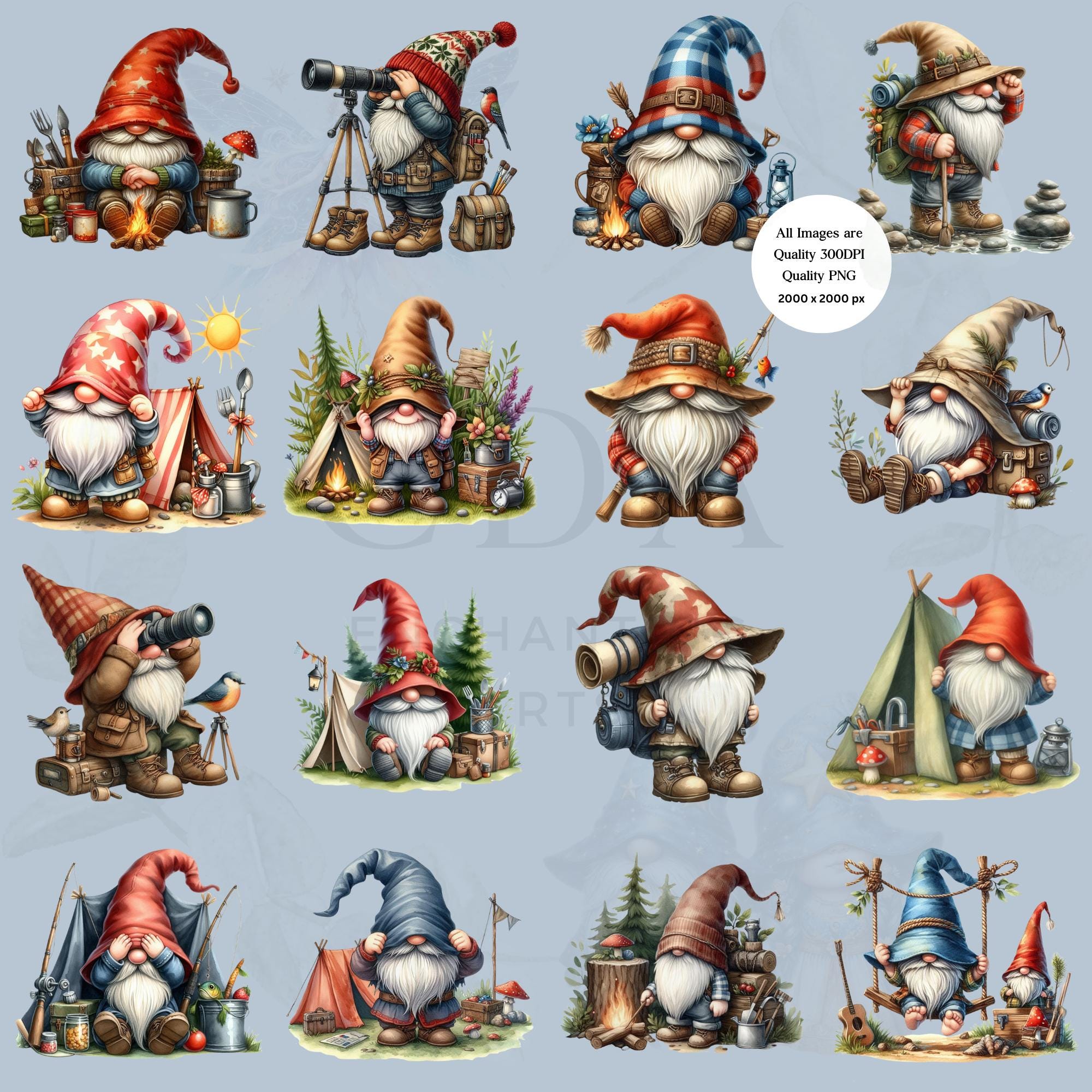 Cute Camping Gnome PNG Clipart | Watercolour Camp Gnome | Hiking ...