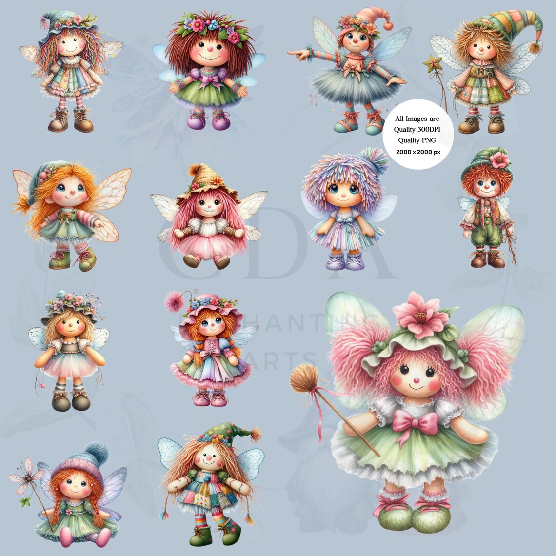 Cute Fairy Rag Doll PNG Clipart | Plush Toy Fairies | Watercolor PNG ...