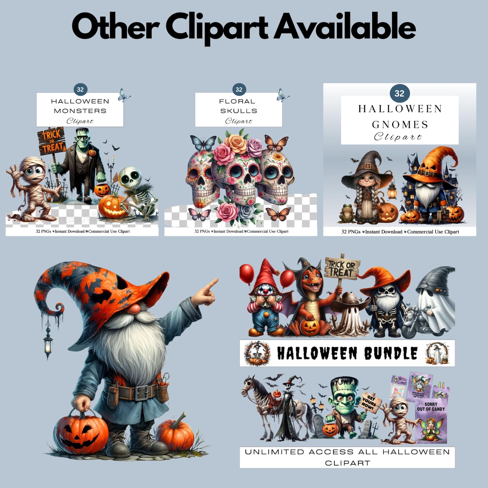Cute Halloween Gnome Clipart 2 | Whimsical Gnome | Quirky Watercolor ...