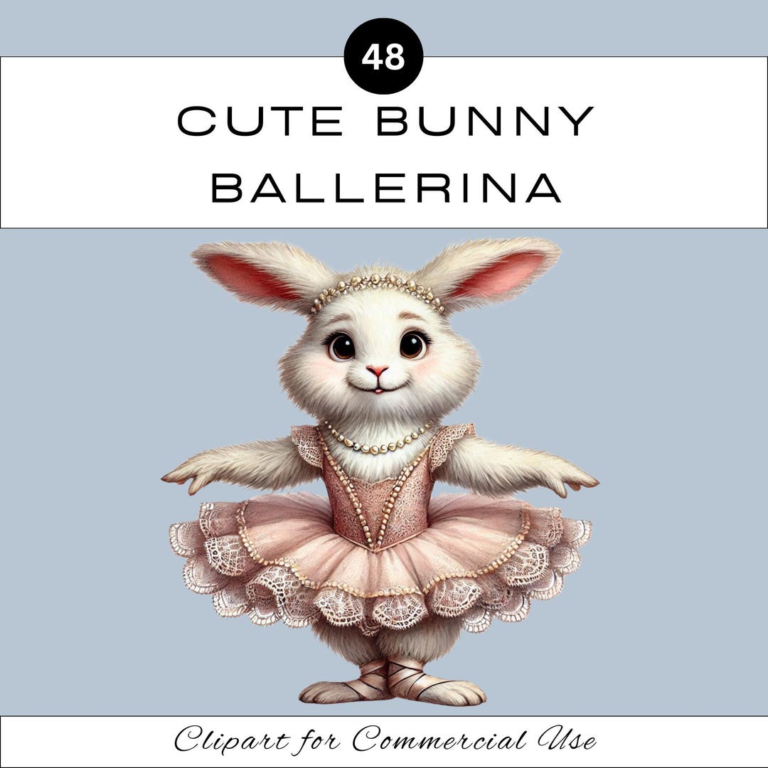 Bunny Ballerina Dance PNG Clipart Bundle | Cute Rabbit Ballet Dancers ...